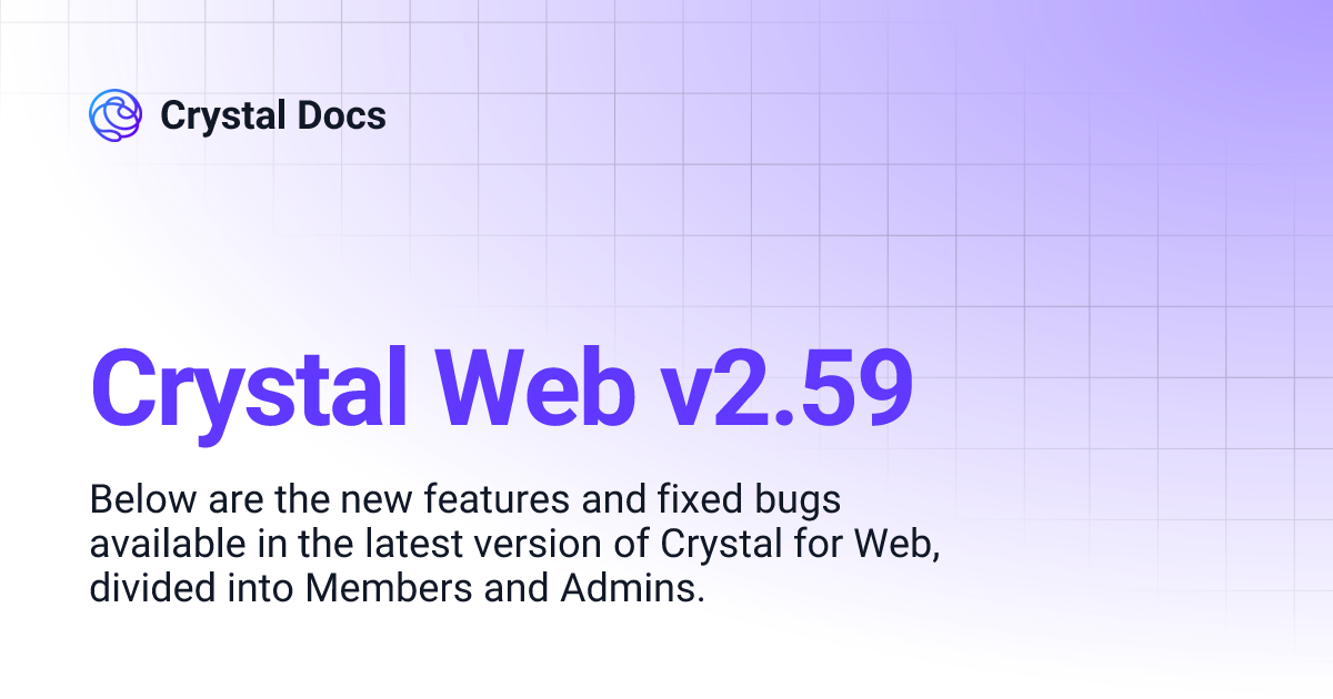 Crystal Web v2.59 | Crystal Docs