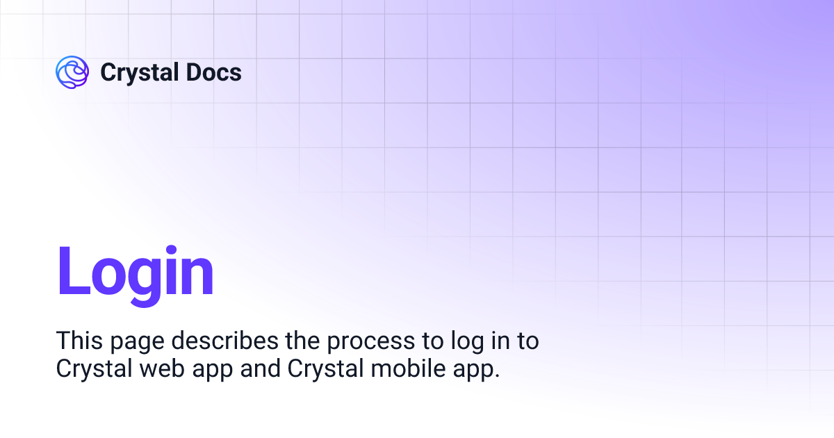 Login | Crystal Docs