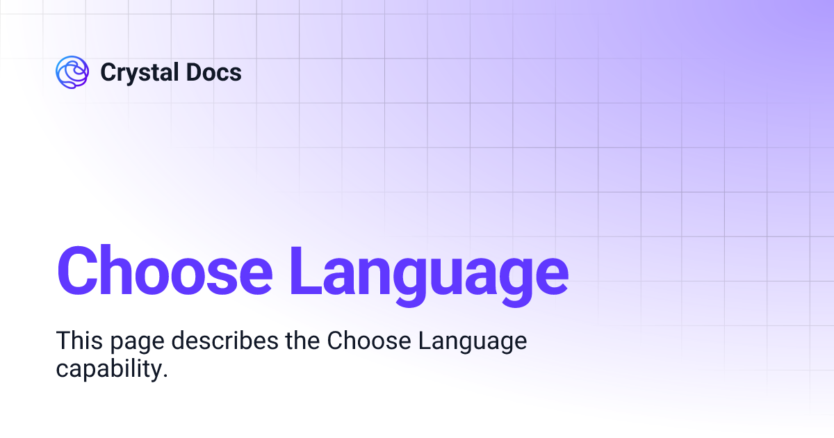 Choose Language | Crystal Docs